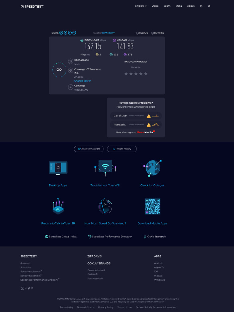 Ookla Internet Speed Test Results | PDF | Mobile App | Digital Technology