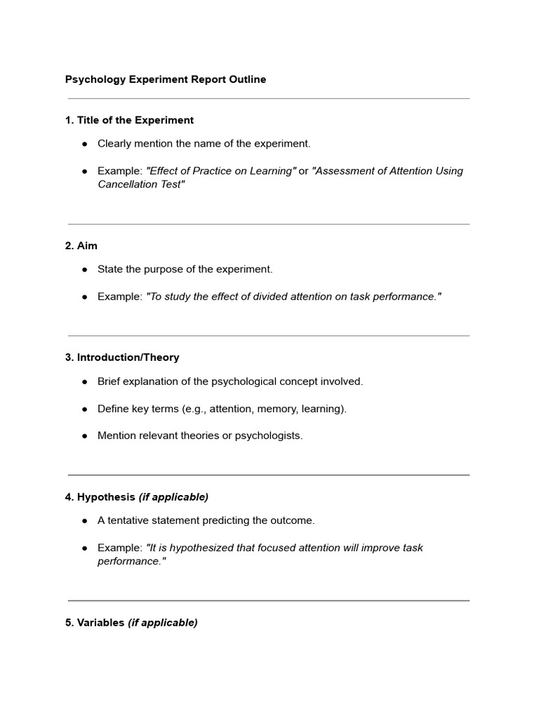 Psychology Experiment Report Guide | PDF