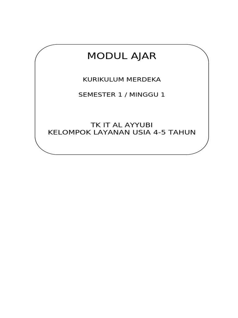 Modul Ajar TK: Ayo Berkenalan | PDF