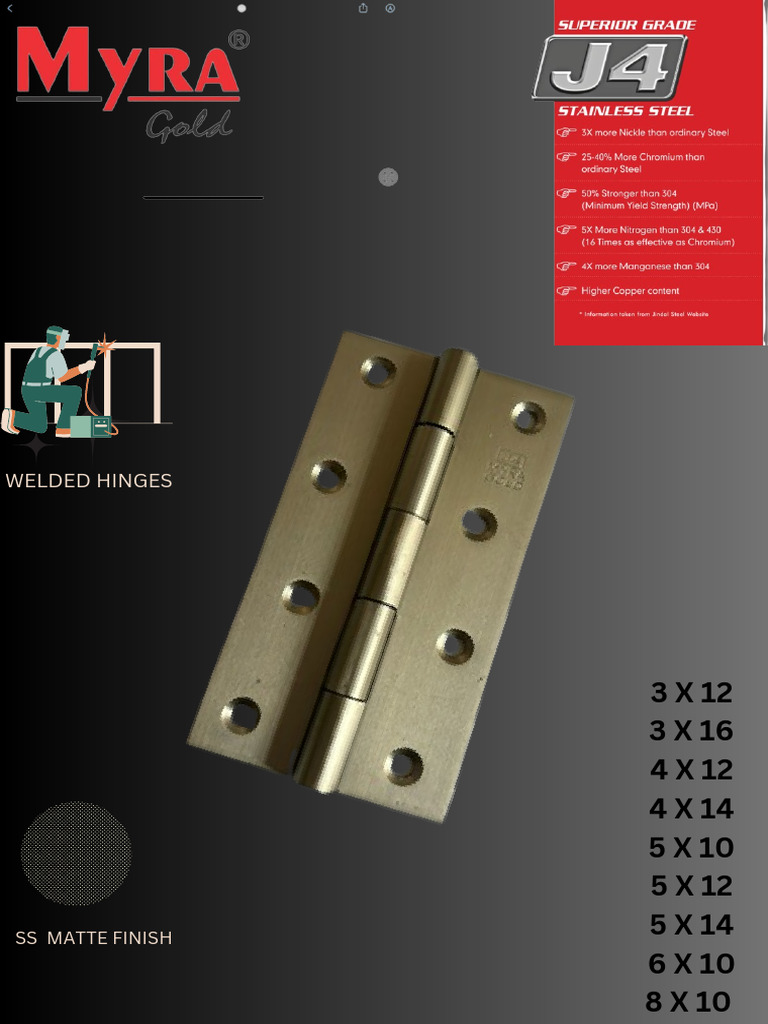 Welded Hinges: Sizes & Finishes | PDF