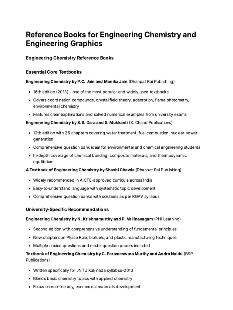 Engineering Chemistry Reference Guide | PDF | Chemistry | Engineering