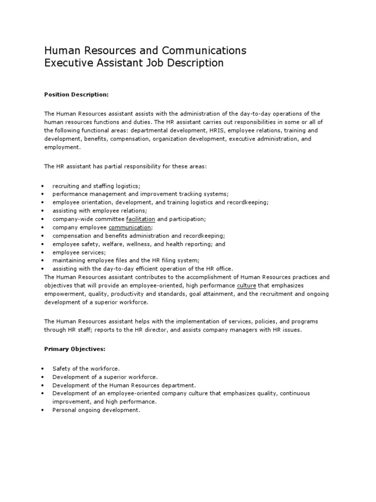 Human Resources Assistant Job | PDF | Human Resources | Employment