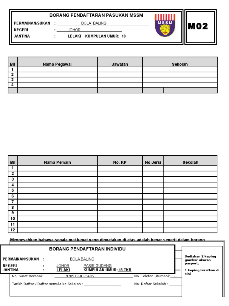 Borang MO1 Dan MO2 | PDF