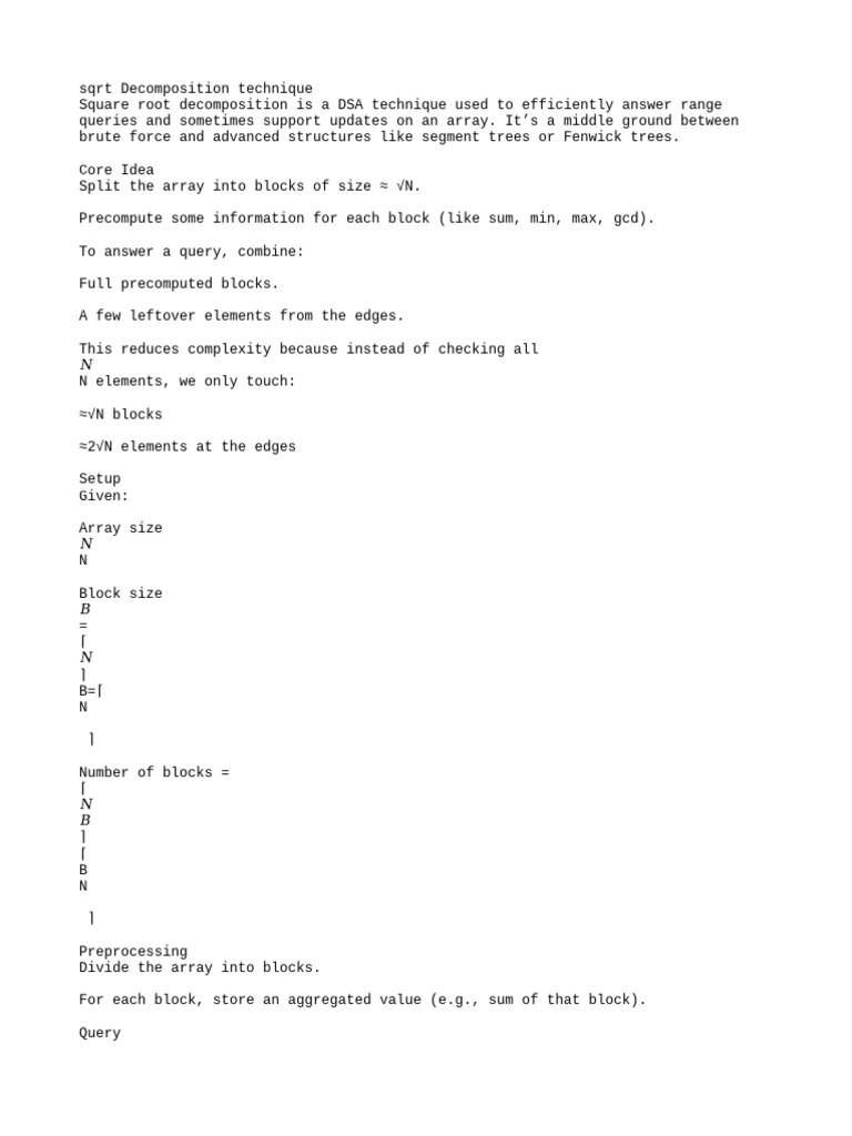 Square Root Decomposition Explained | PDF | Computer Programming ...