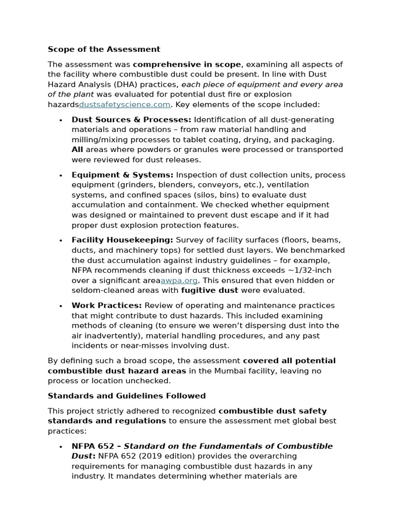 Combustible Dust Assessment | PDF | Occupational Safety And Health ...