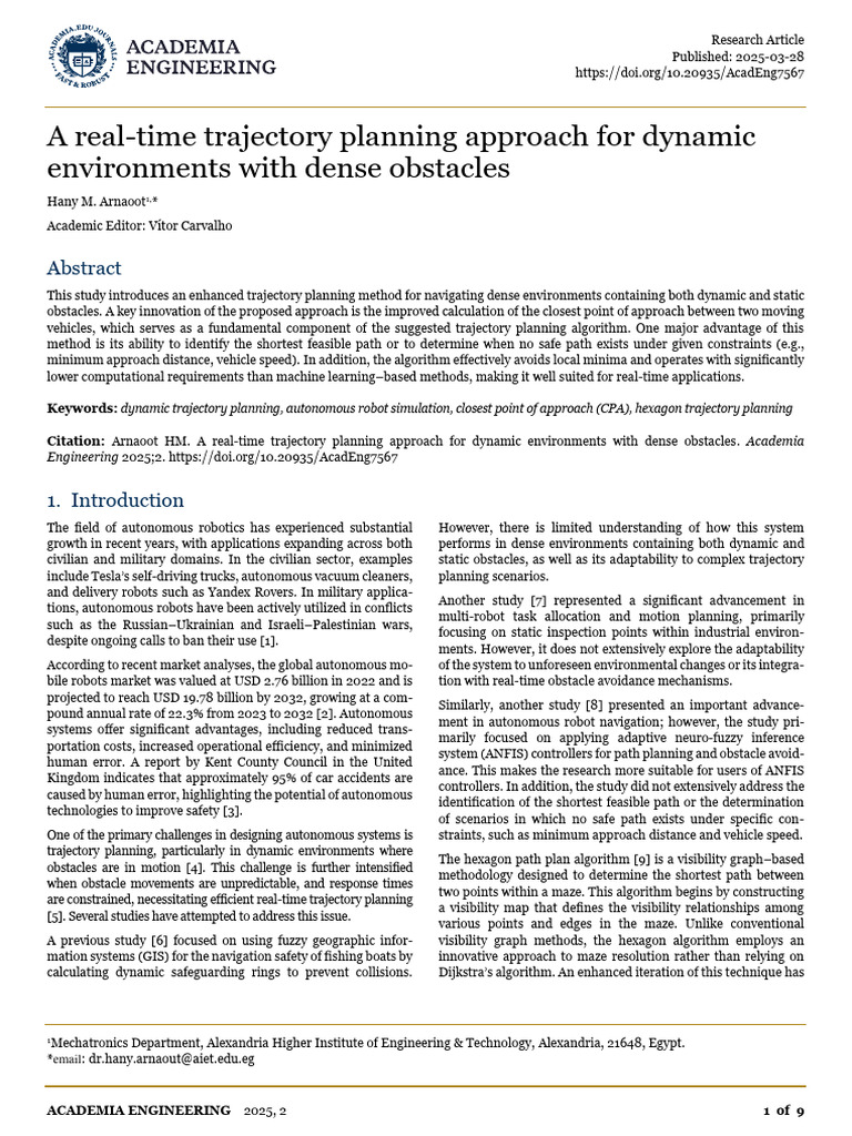 A Real Time Trajectory Planning Approach | PDF | Kalman Filter | Applied Mathematics