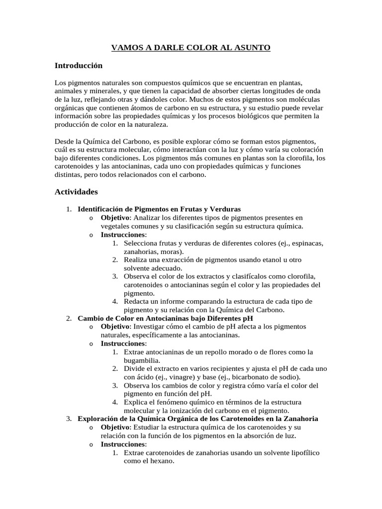 Vamos A Darle Color Al Asunto - Extraccion de Pigmentos | PDF ...