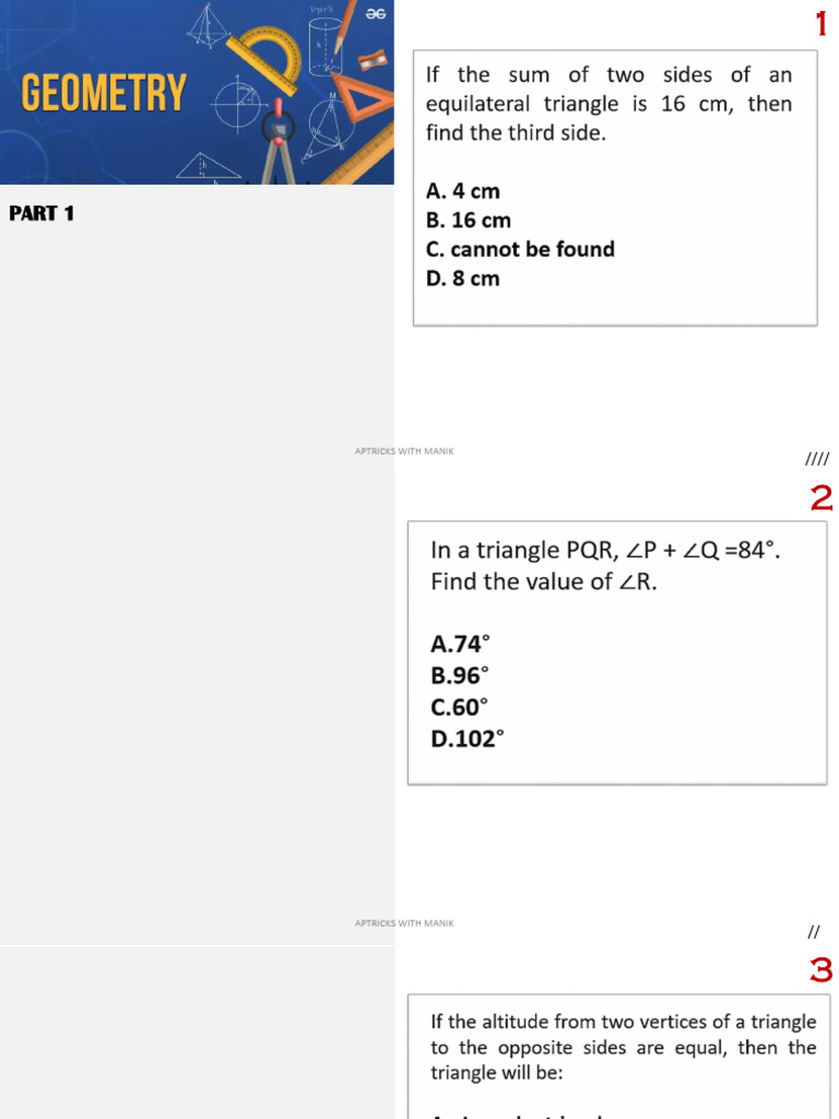 Geometry Set 1 | PDF