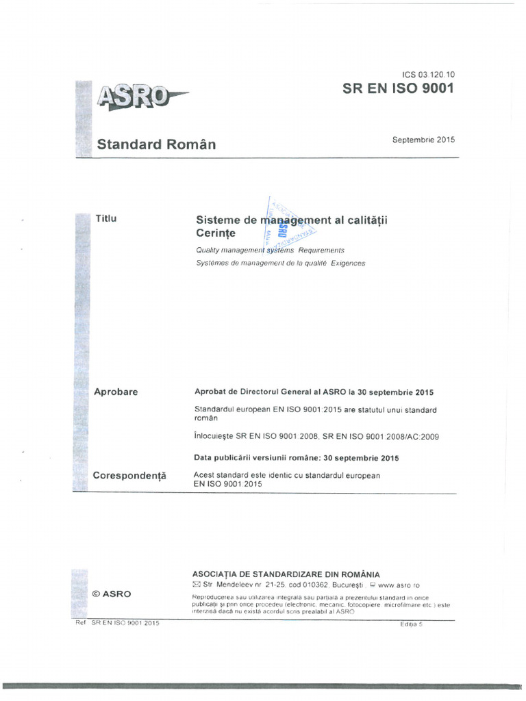 Iso 9001 2015 Rom | PDF