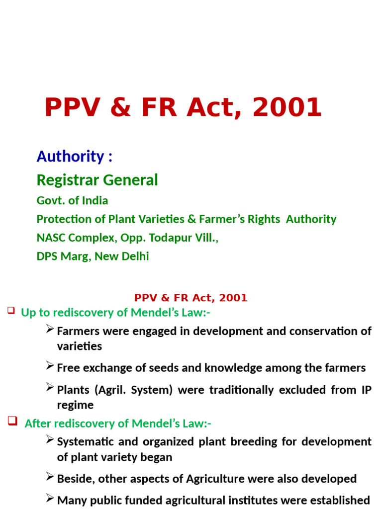 Protection of Plant Variety and Farmer Right | PDF | Plant Breeding