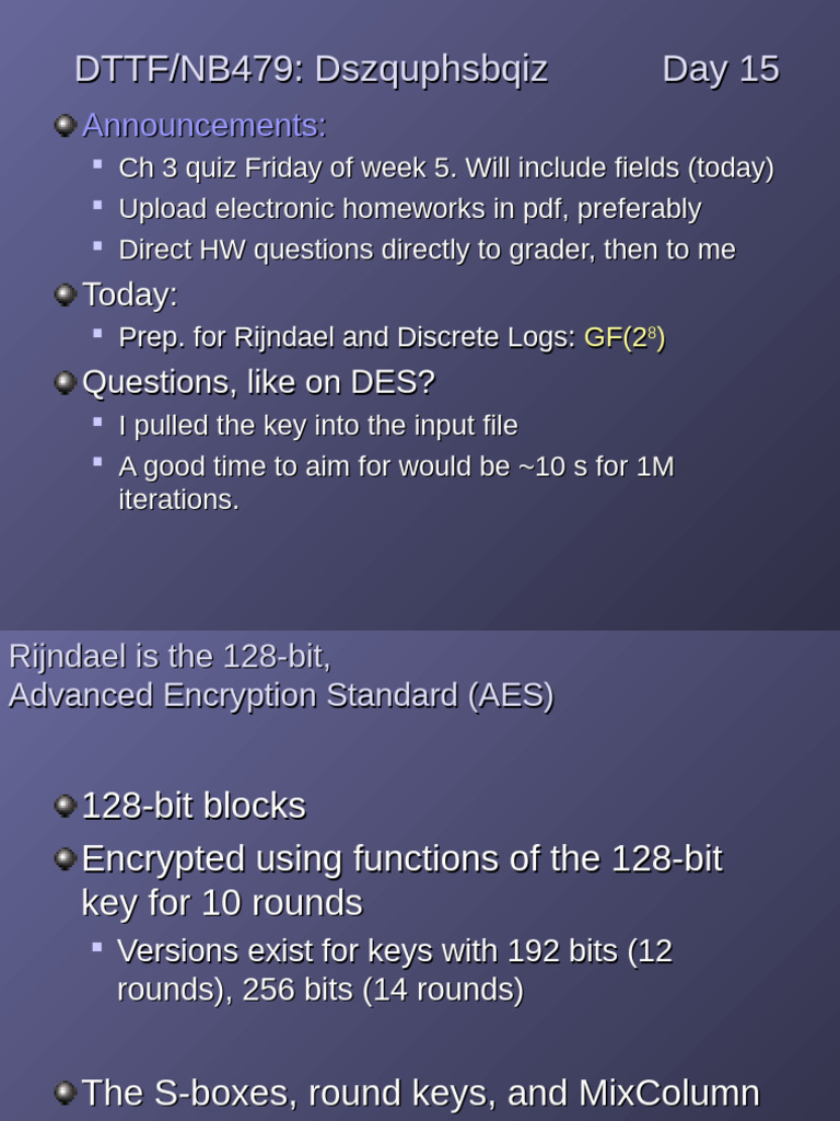 Rijndael AES and Galois Fields Overview | PDF | Field (Mathematics ...
