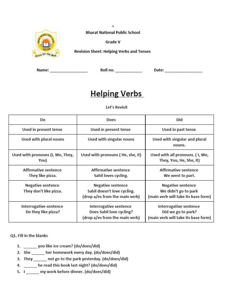 Tenses and Helping Verbs | PDF | Verb | Grammatical Number