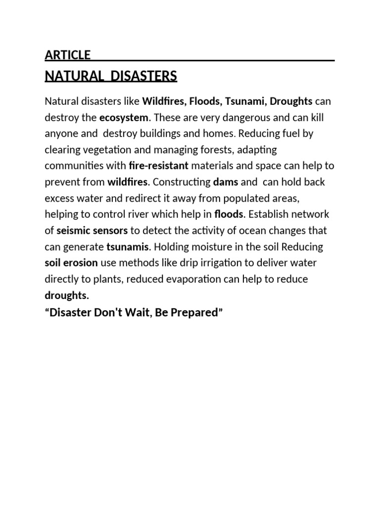 Science Article Natural Disasters-Poonish Pounghotra | PDF