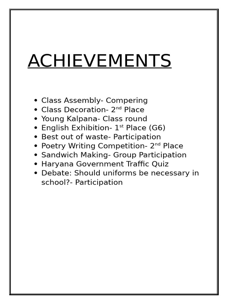 Student Achievements and Competitions | PDF