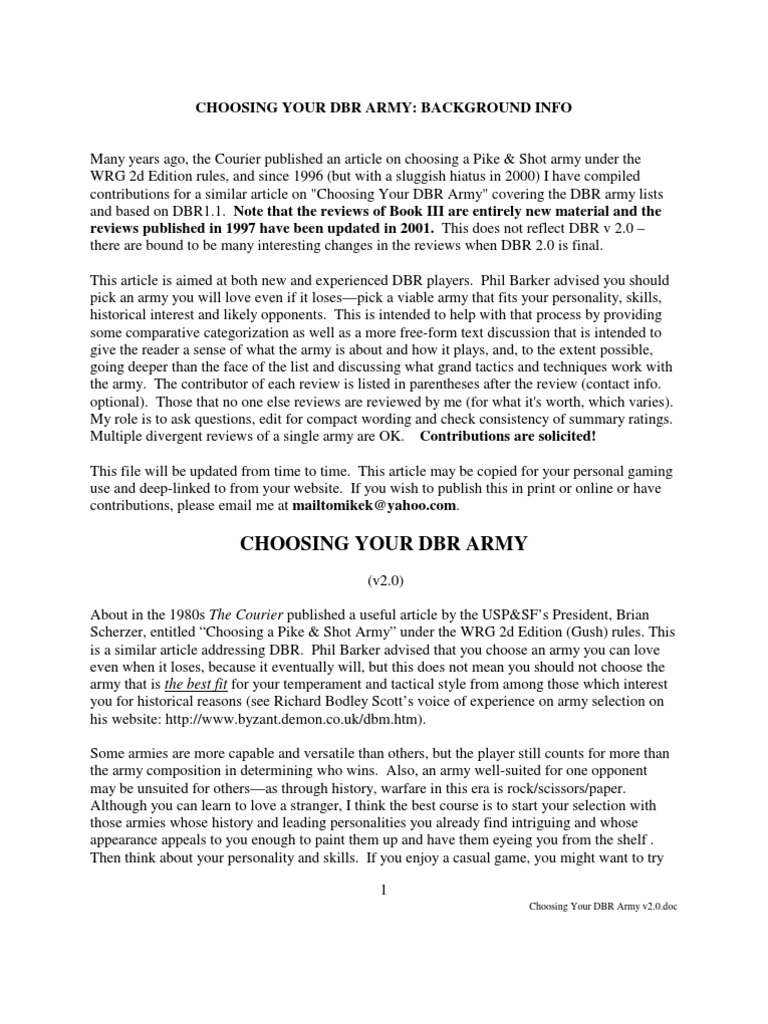 DBR Army Selection | PDF | Flanking Maneuver | Cavalry