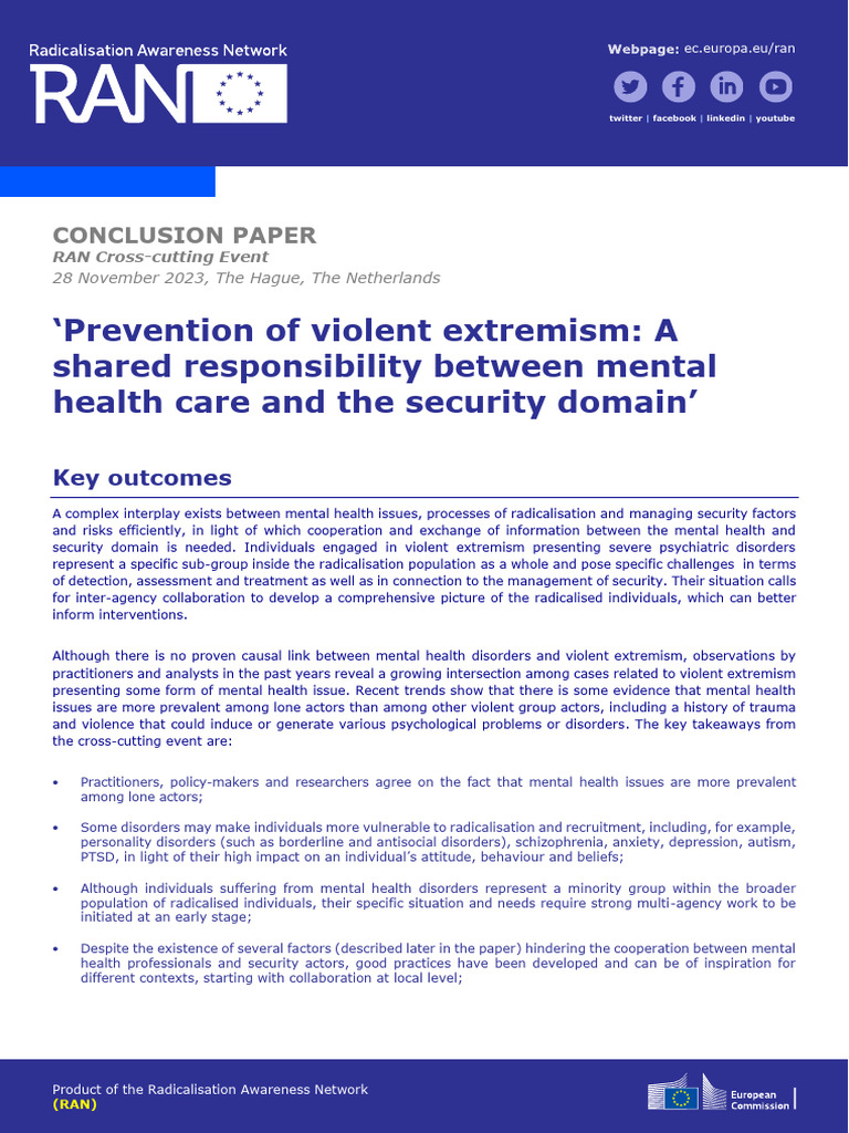 Mental Health and Violent Extremism Insights | PDF | Mental Disorder ...