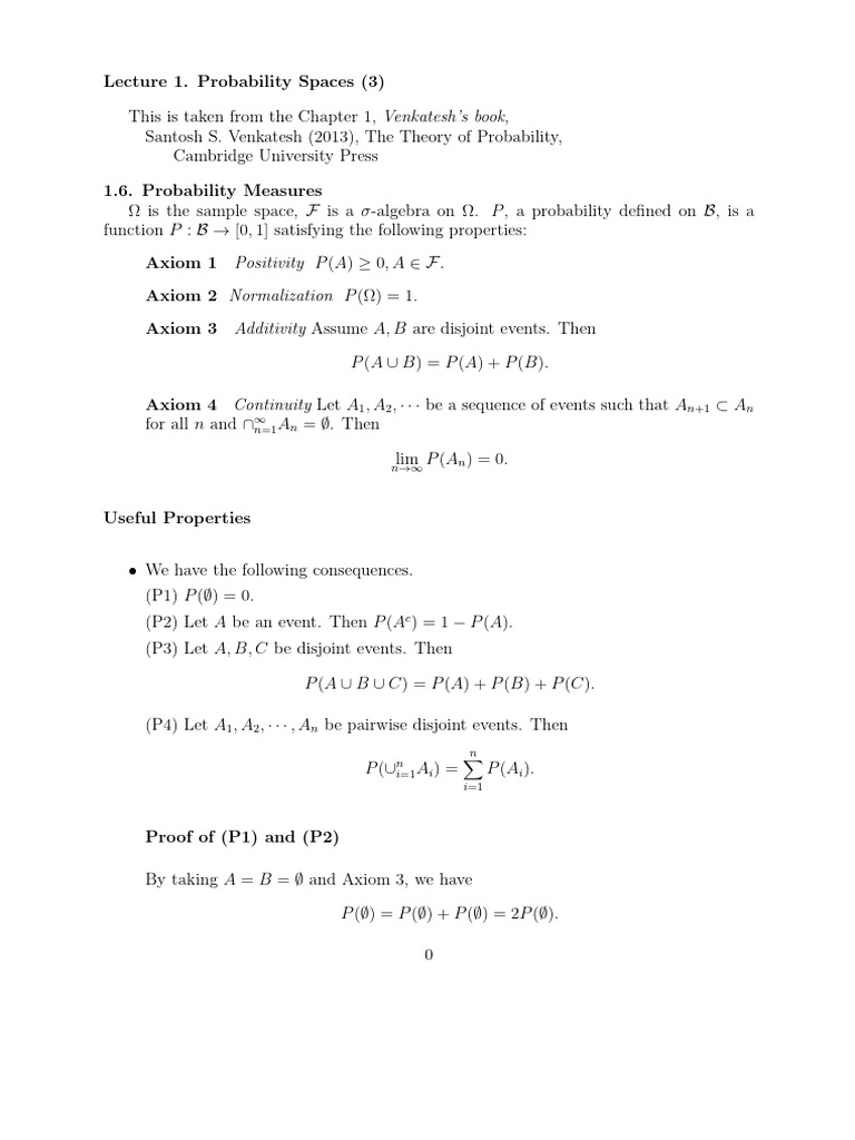 Probability Measures and Properties | PDF | Probability Distribution ...
