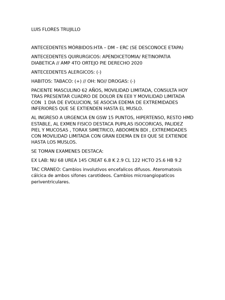 Paciente con Edema y Dolor en EEII | PDF