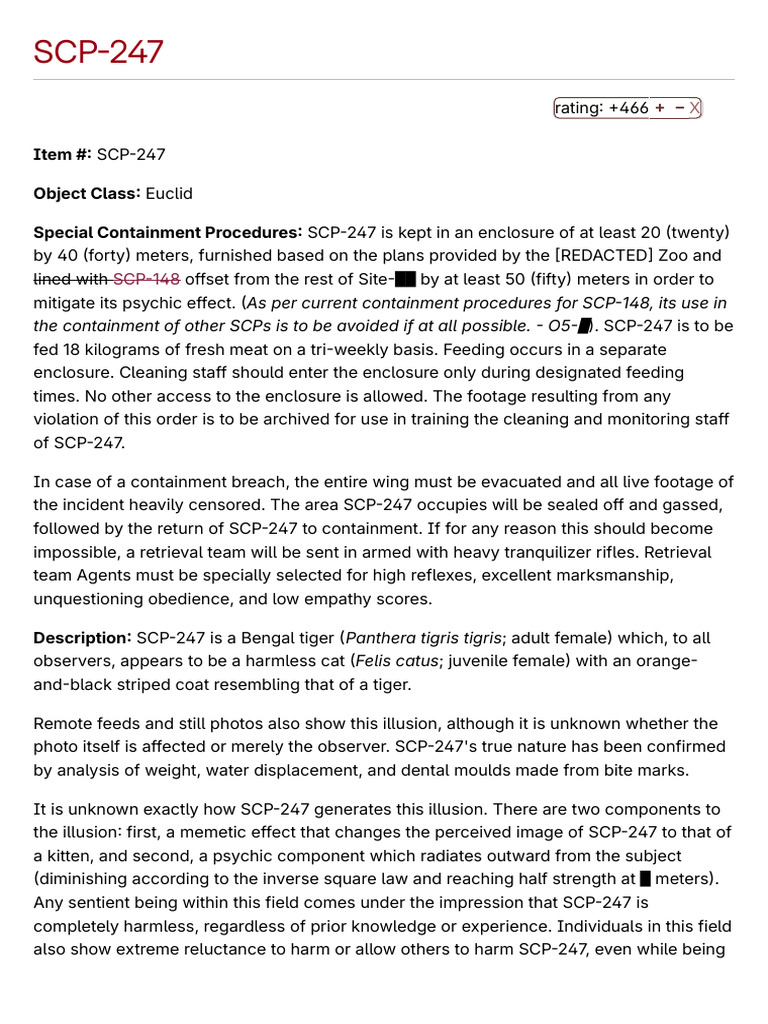 SCP Foundation: SCP-247 | PDF | Predation | Biology