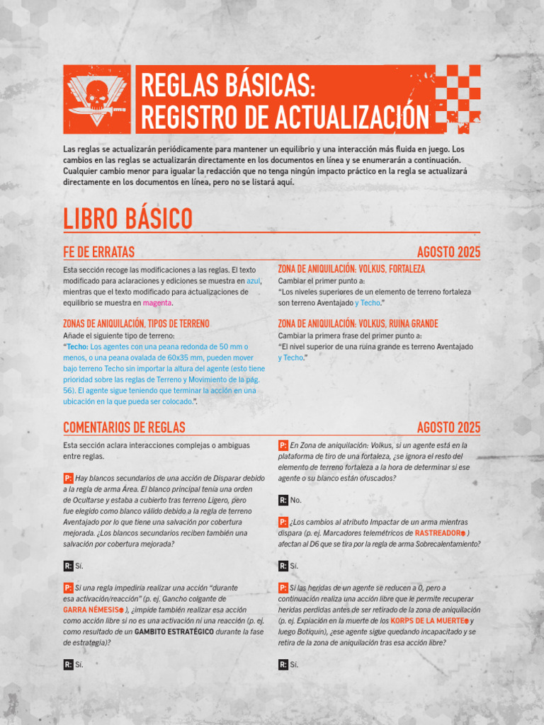 Reglas Básicas Actualización Agosto 2025 Kill Team | PDF
