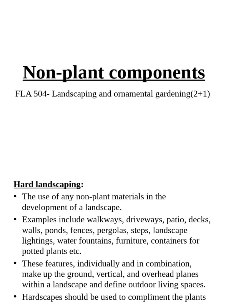 Non-Plant Elements in Landscaping | PDF | Gardens