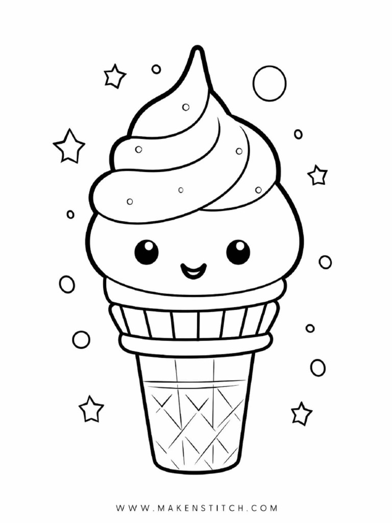 06 Ice Cream Cone Summer Coloring Sheet | PDF