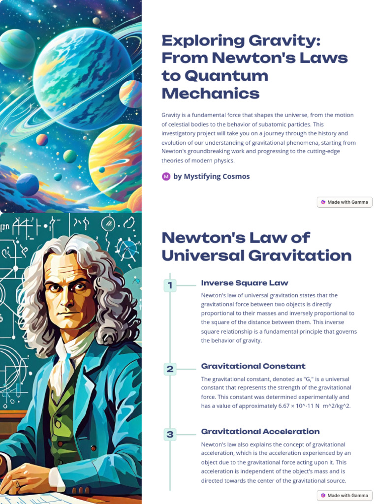 Exploring Gravity From Newtons Laws To Quantum Mechanics | PDF ...