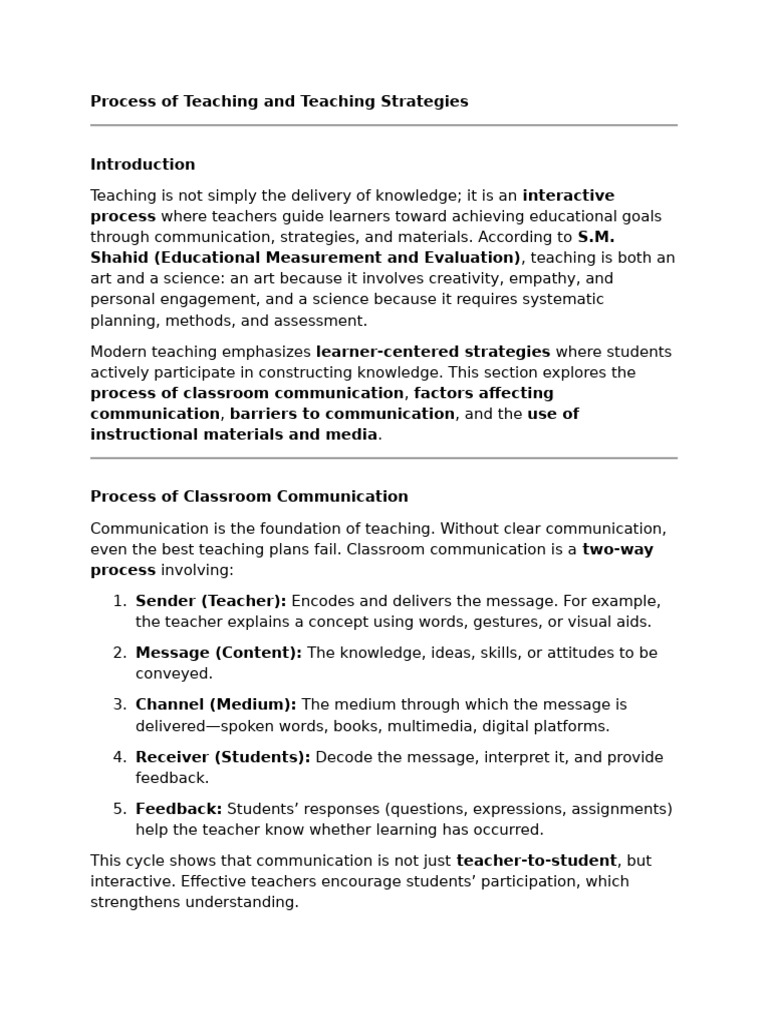 Teaching Strategies and Communication Process | PDF | Communication ...