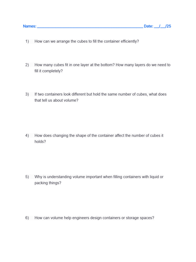 Questions About Volume | PDF