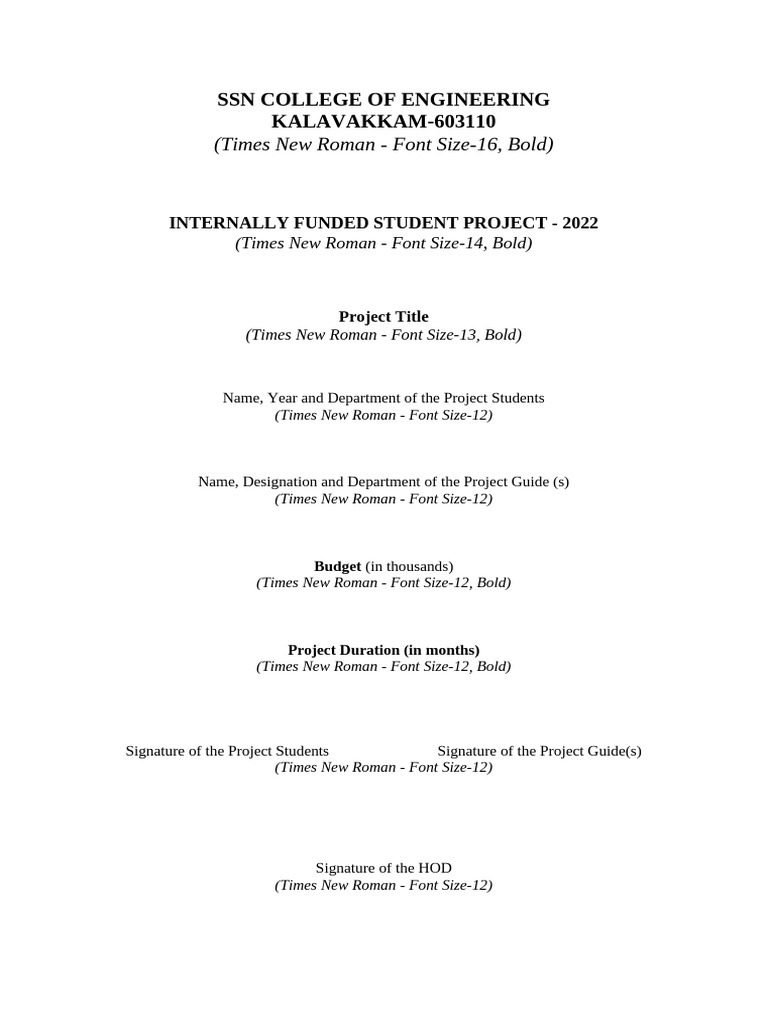 Format - Student Project - 2022-2023 | PDF