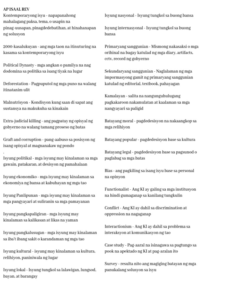 AP Isaal Rev (From Exams 1-3) | PDF