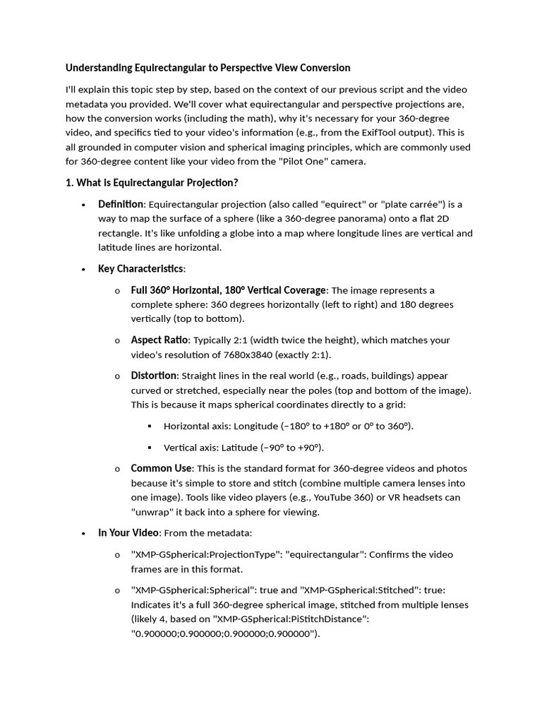 Equirectangular to Perspective Conversion | PDF | Latitude | Video