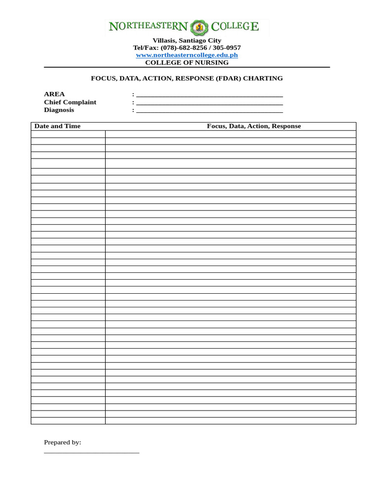 FDAR Charting Template for Nursing | PDF