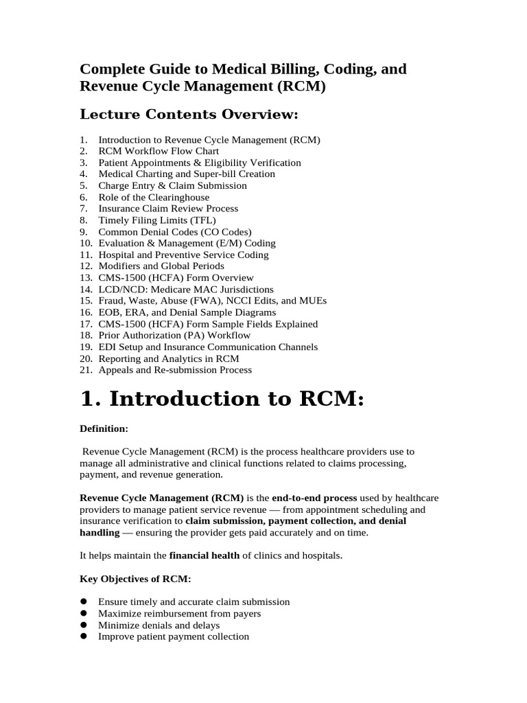 Medical Billing and RCM Overview | PDF | Health Economics | Health Care