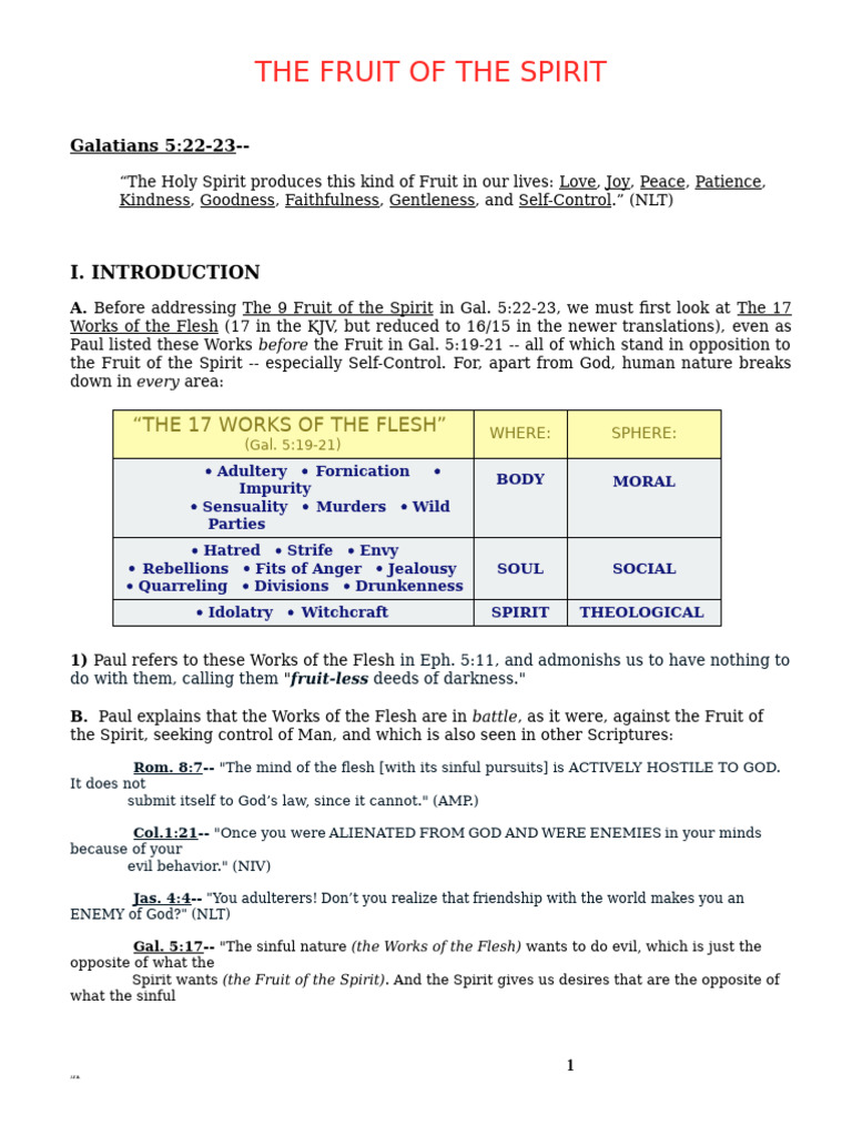 The Fruit of The Spirit | PDF | Fruit Of The Holy Spirit | Faith