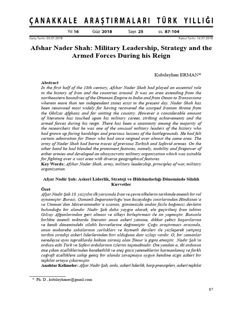 Afshar Nader Shah Military Leadership ST | PDF | Cavalry | Infantry