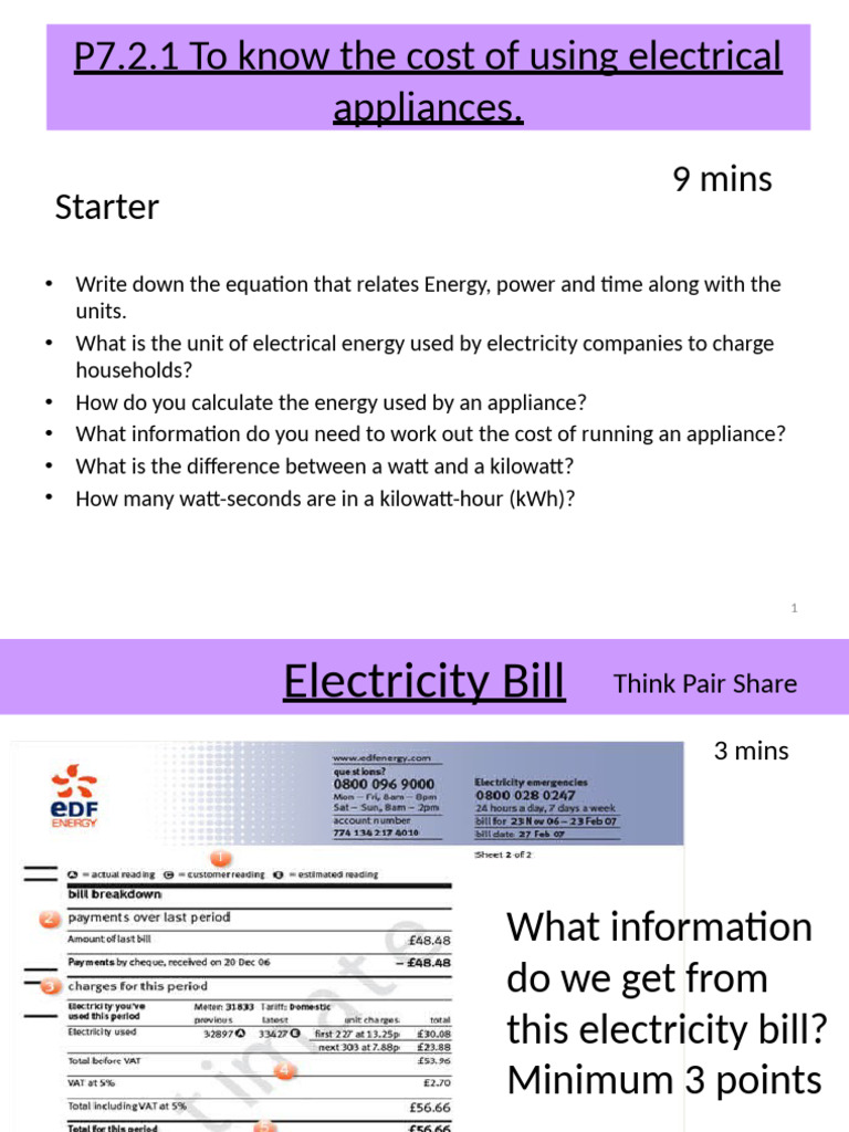 Electricity Cost Calculation Guide | PDF | Power (Physics) | Electricity