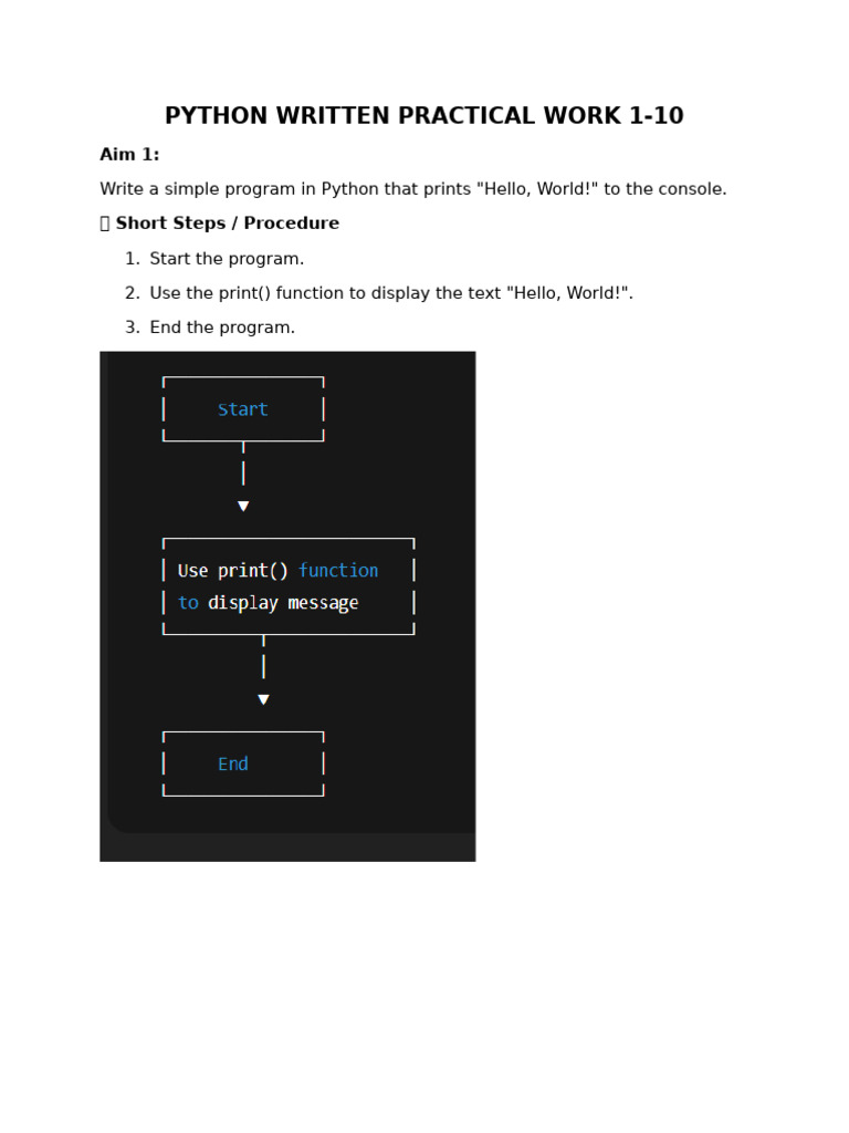 Python Written Practical Work 1-10 | PDF | Control Flow | Python ...