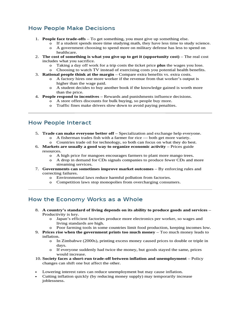 Principles of Economic Decision-Making | PDF | Inflation | Unemployment