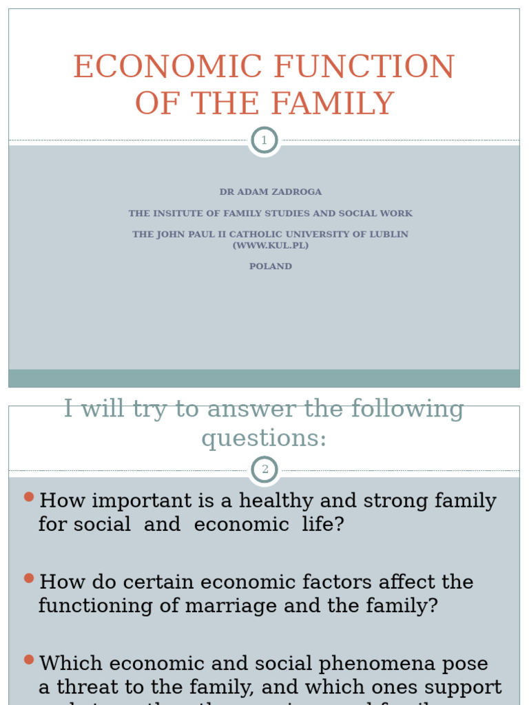 Economic Role of Family Dynamics | PDF | Family | Marriage
