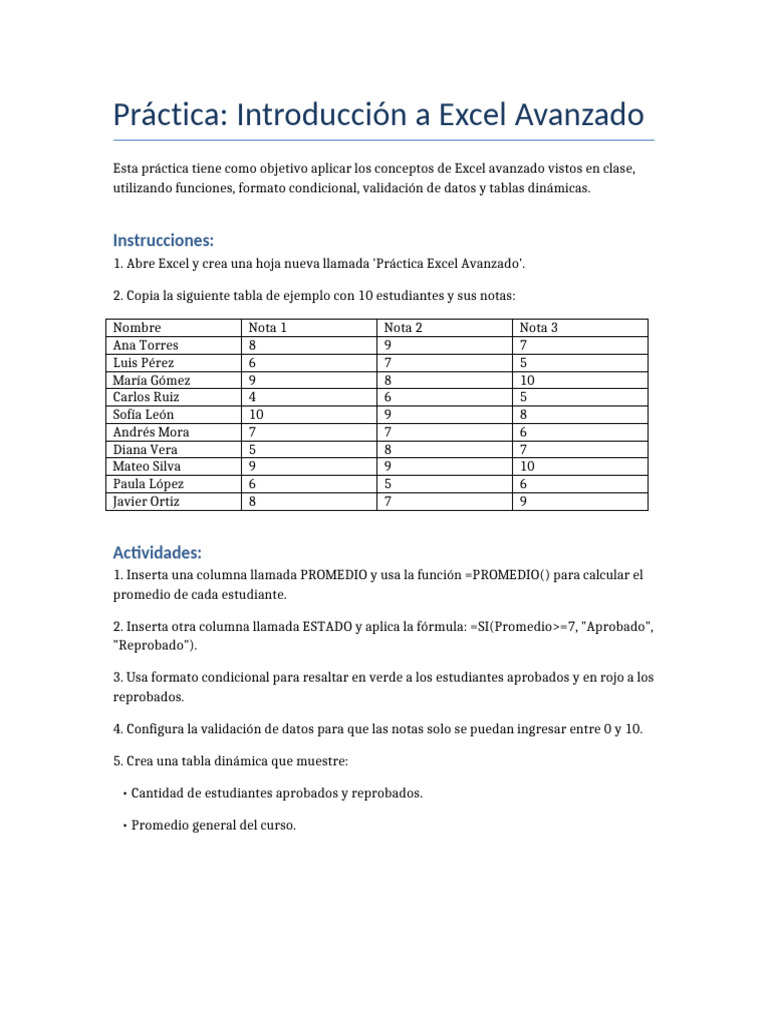 Practica Excel Avanzado | PDF