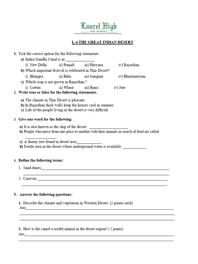 Worksheets SST Class-4 Ut-1 | PDF