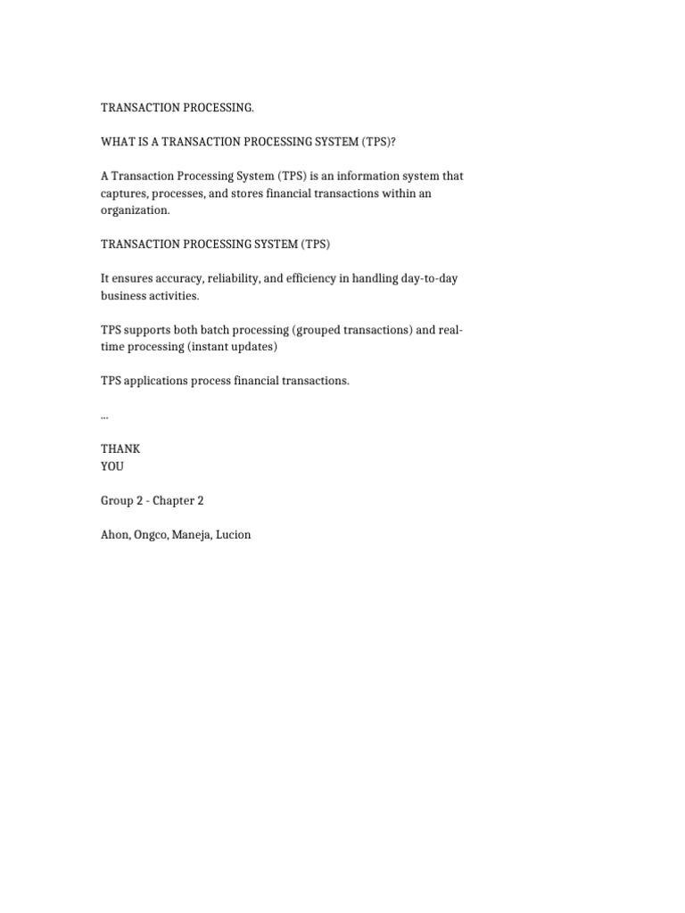 Chapter 2 Transaction Processing | PDF