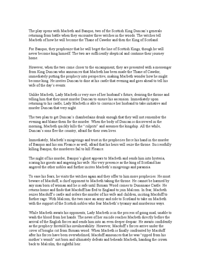 Macbeth Short Summary | PDF