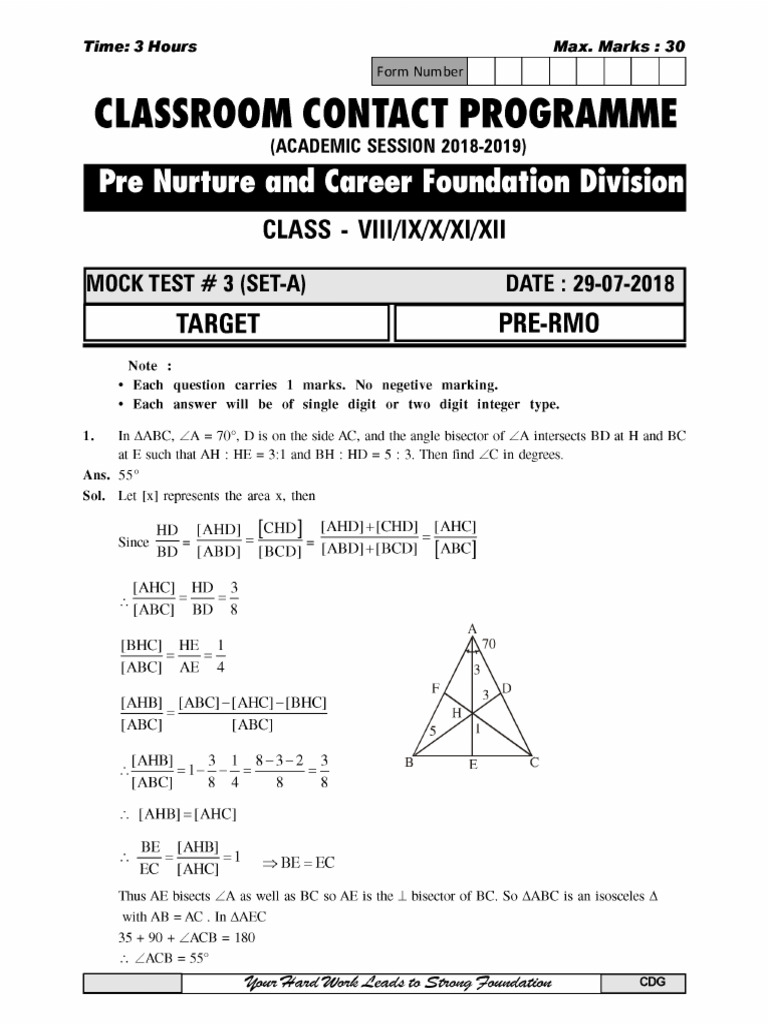 Solutions Mock Test 3 Pre RMO Geometry | PDF