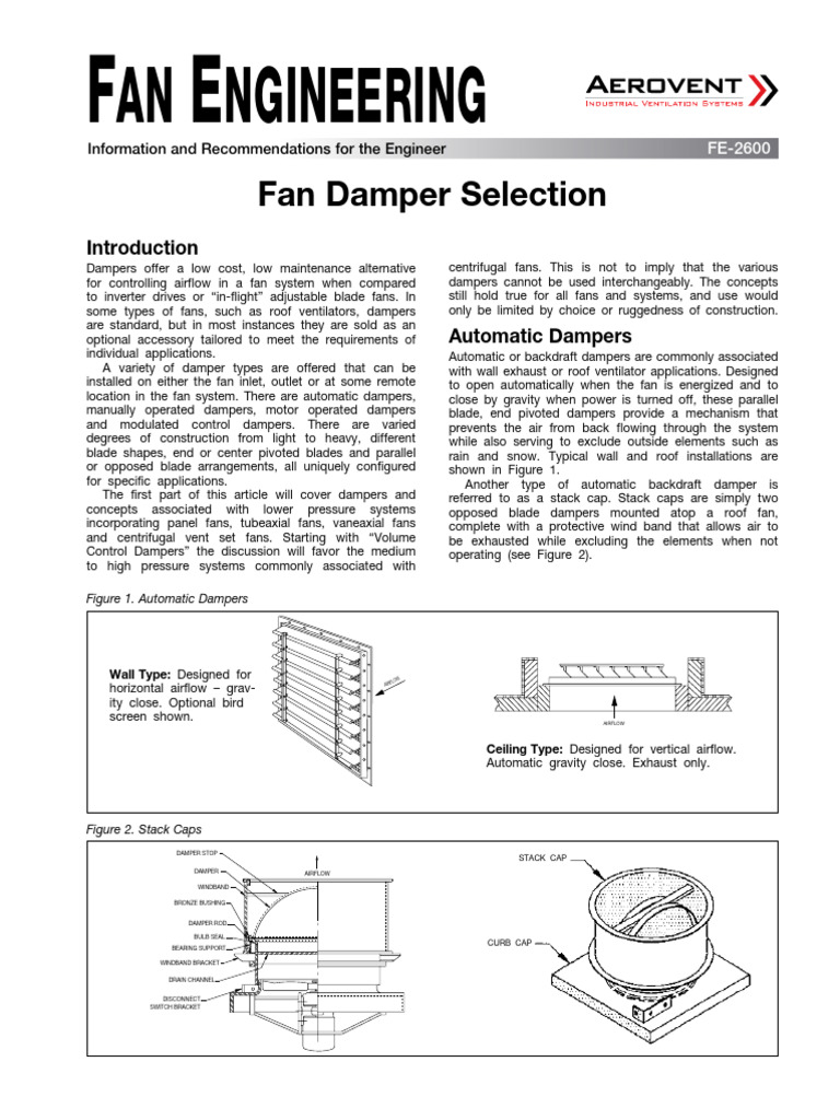 Fan Damper Selection FE 2600 | PDF | Duct (Flow) | Equipment
