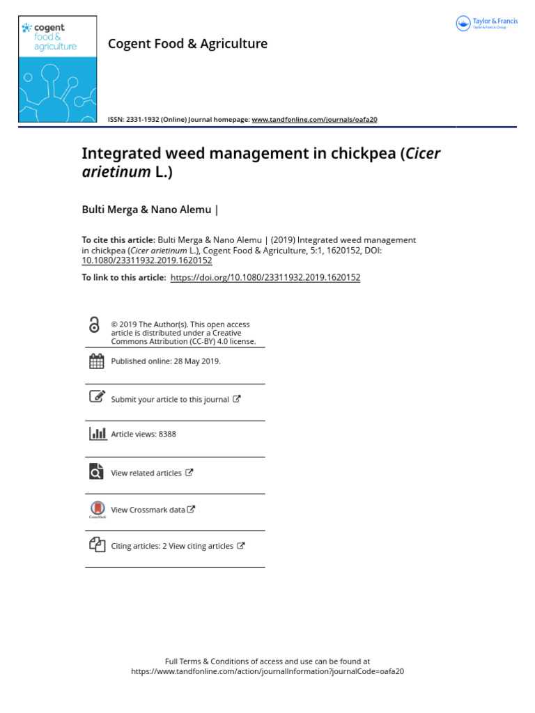 Integrated Weed Management in Chickpea Cicer Arietinum L. | PDF ...