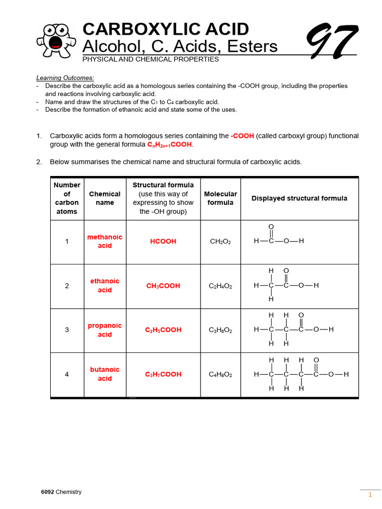 SP97 Alcohols Carboxylic Acid Esters Carboxylic Acid TS | PDF | Acid ...