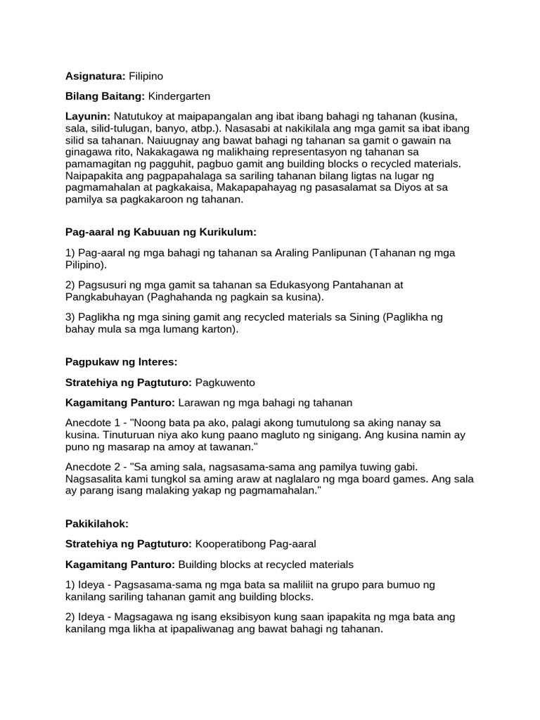 Lesson Plan Filipino | PDF