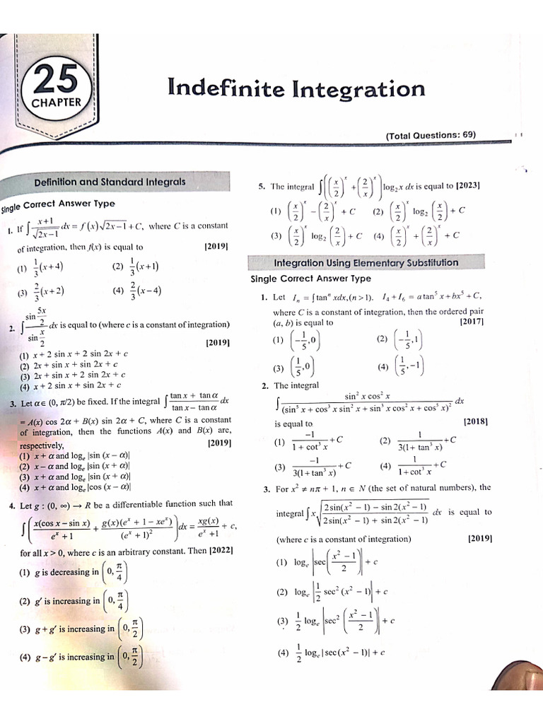 Indefinite Integration | PDF